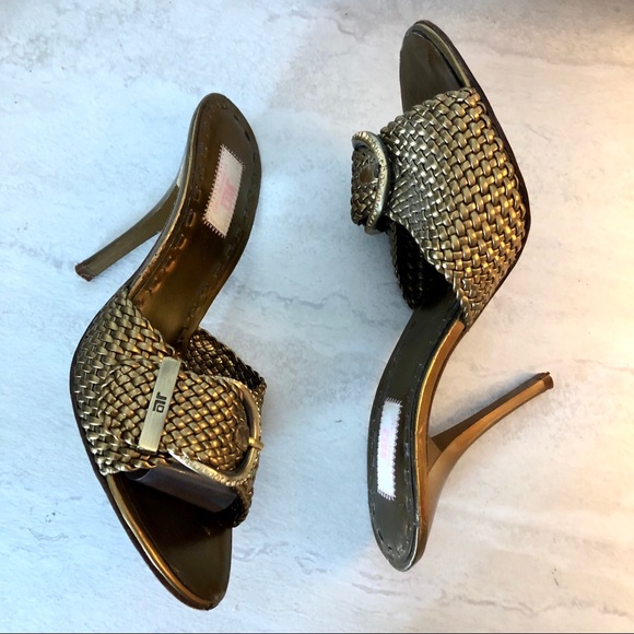 Jennifer Lopez | Shoes | Jlo Antique Gold Woven Metallic Heels | Poshmark